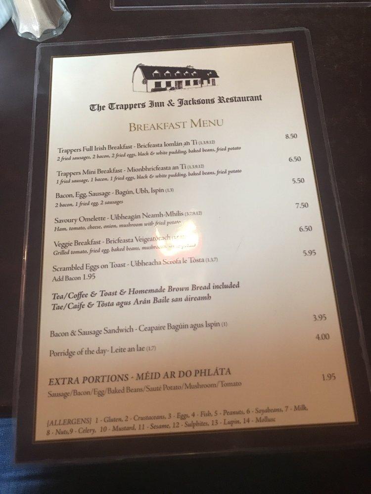 Menu at Trappers Inn & Jackson's Restaurant, Galway