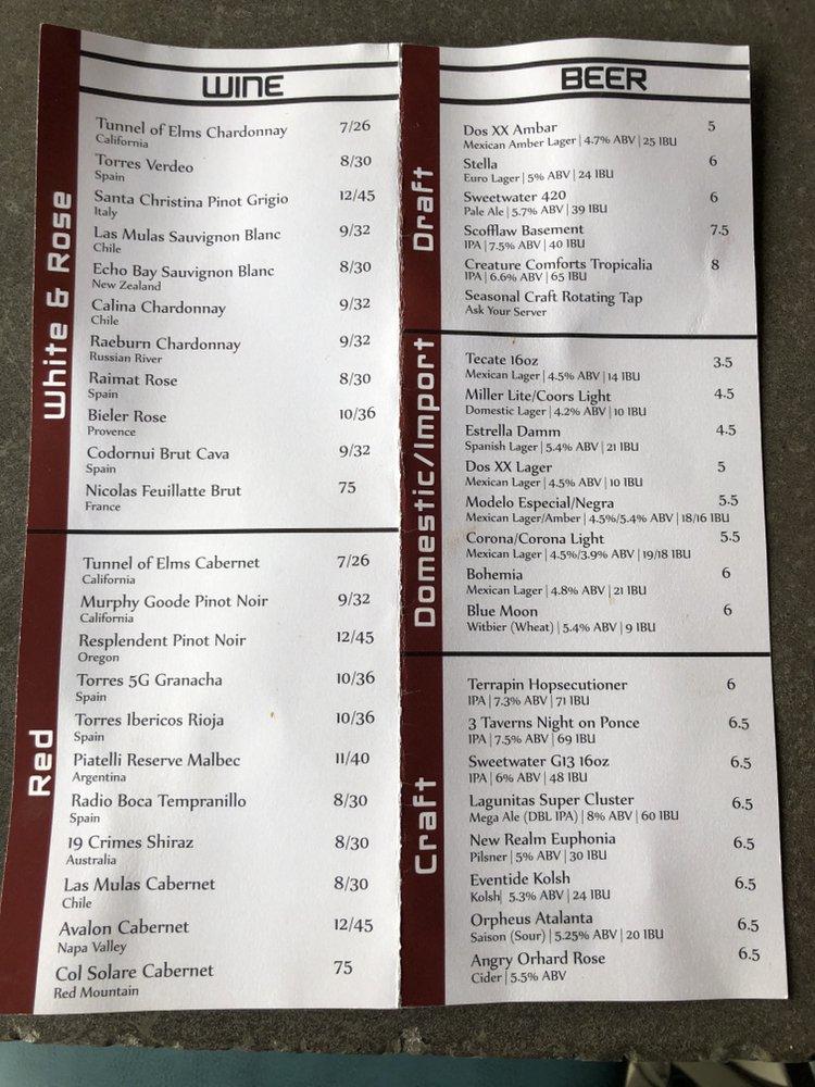 Menu at Bar.bacoa, Atlanta