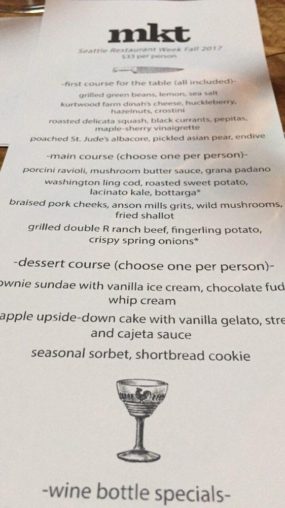 Menu at mkt. restaurant, Seattle, N 55th St