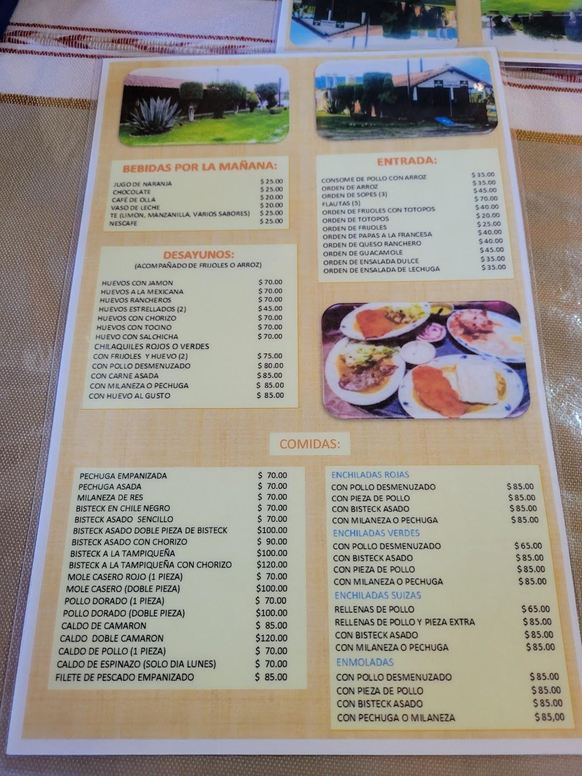 Carta del restaurante La cabaña del Blas, Charo