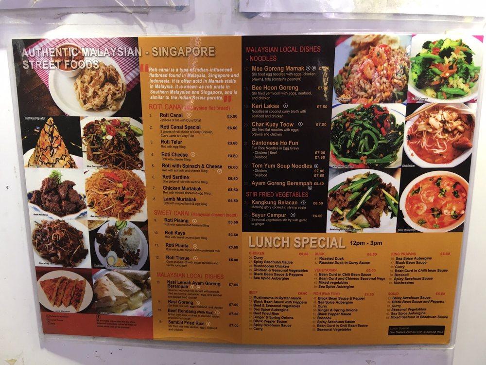 Menu at Roti King restaurant, London, Euston