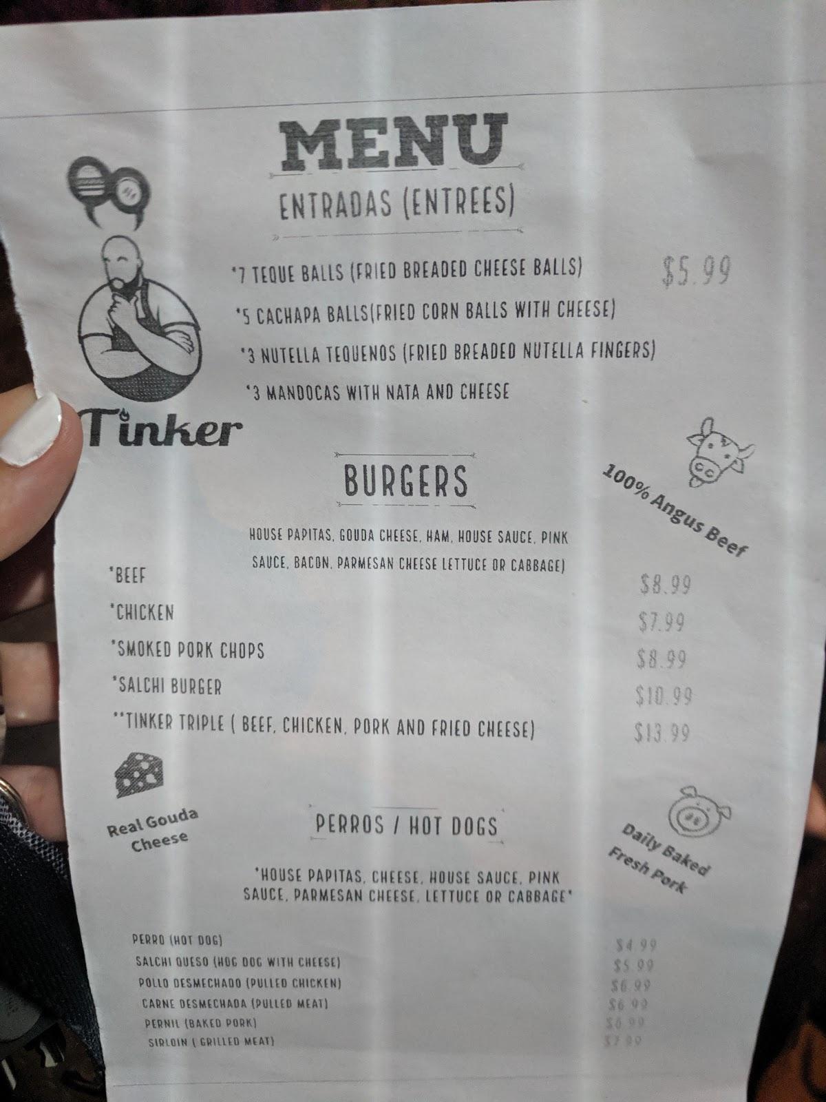 Menu at Tinker Latin Restaurant (Main st), Gainesville, 502 S Main St