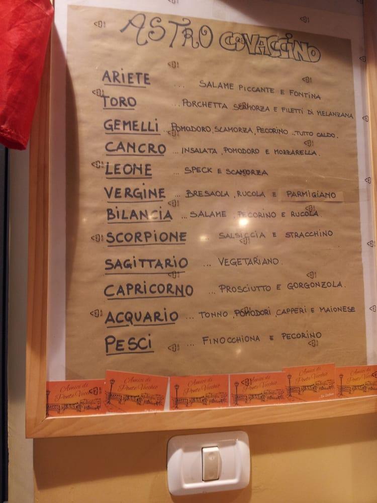 Menu au Amici di Ponte Vecchio pizzeria, Florence