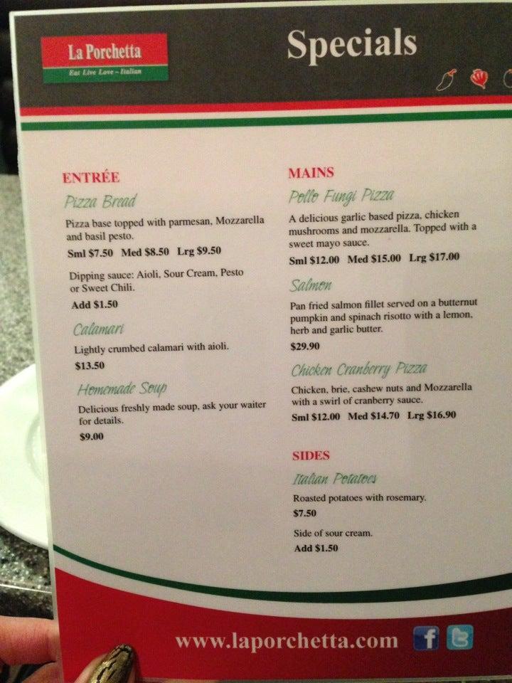 Menu at La Porchetta Restaurant Henderson, Auckland, 199A Lincoln Rd