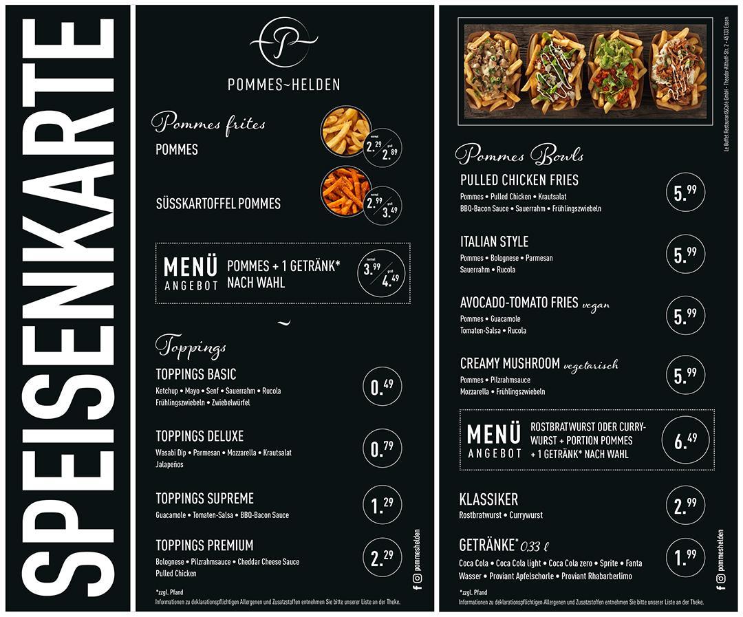 Menu at Frites Van Holland fast food, Augsburg