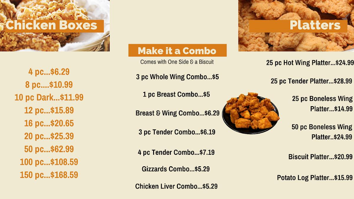 Menu at Perry's Chicken fast food, Montezuma