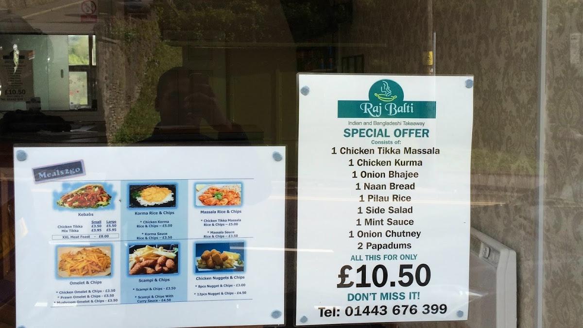 Menu at Raj Balti restaurant, Porth