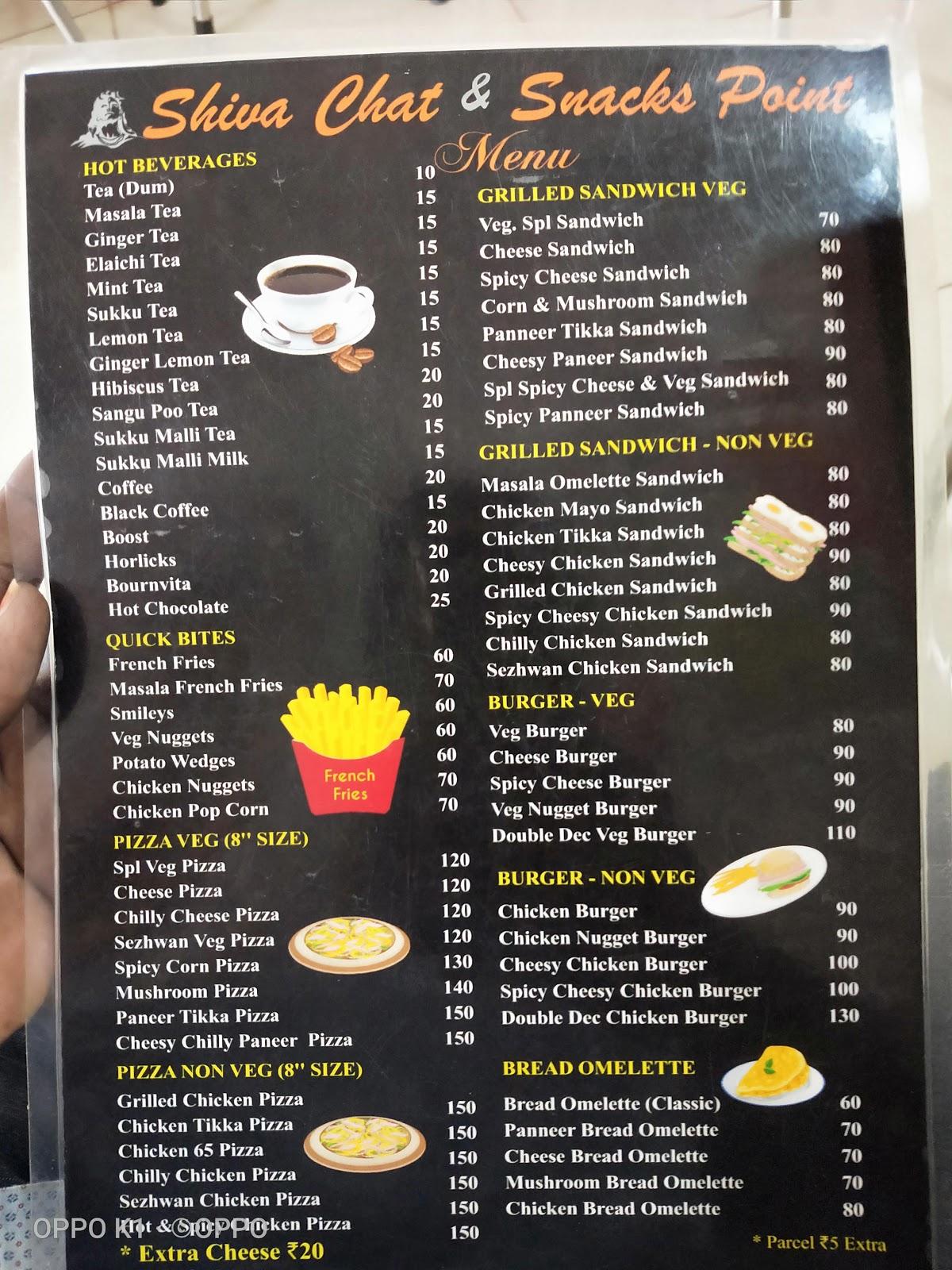 Menu at Shiva Chat And Snacks Point, Puducherry, Mahatma Gandhi St
