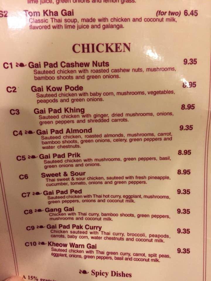 Menu at Thai City restaurant, Westland, N Wayne Rd