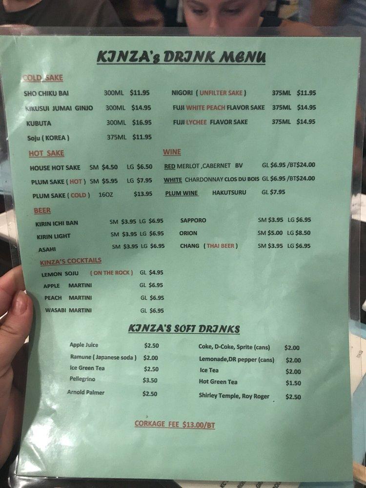 Menu at Kinza Sushi and Asian Izakaya restaurant, Stevenson Ranch