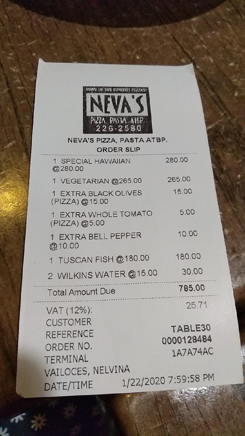 Menu at NEVA’S PIZZA - Dumaguete City restaurant, Dumaguete