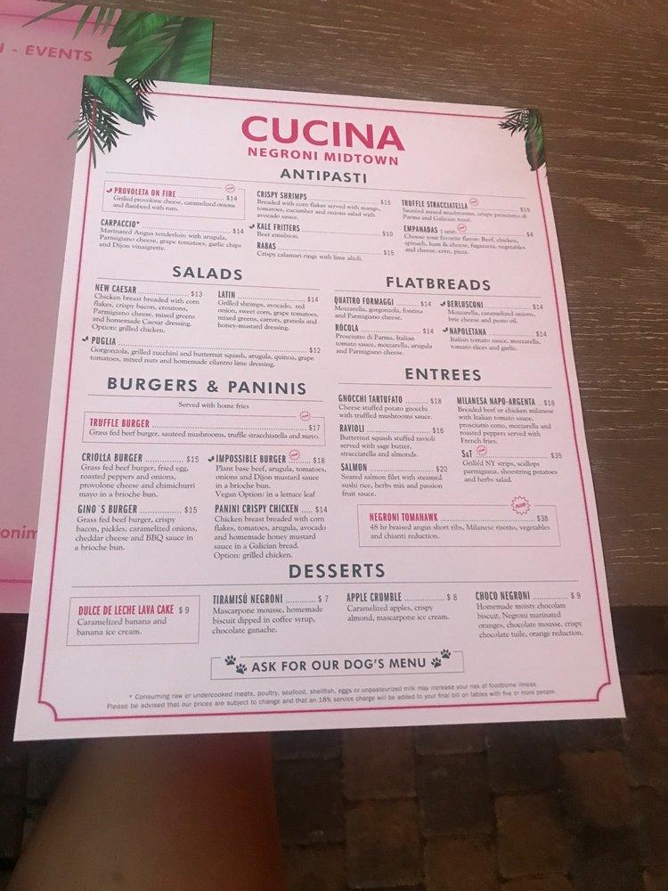 Menu at Negroni Bistro & Sushi Bar, Miami