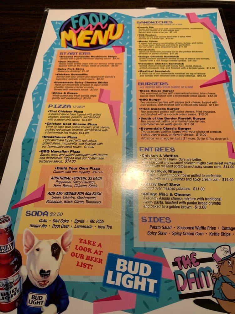 Menu at The Dam Pub, Des Moines, Beaver Ave