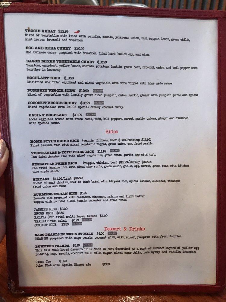 Menu at Dagon restaurant, Honolulu