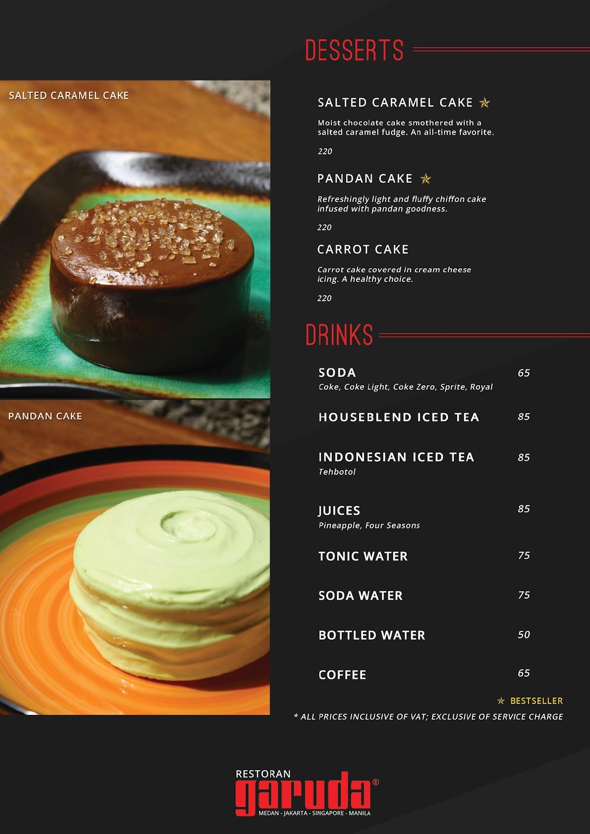 Menu at Restoran Garuda restaurant, Makati, Ground Floor