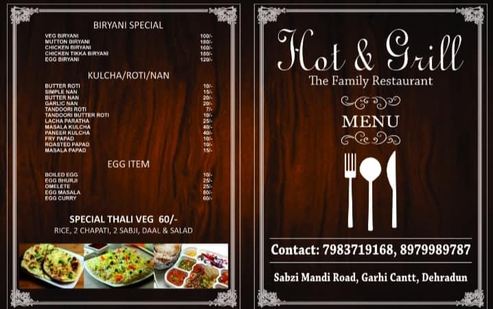 Menu at Hot & Grill, Dehradun