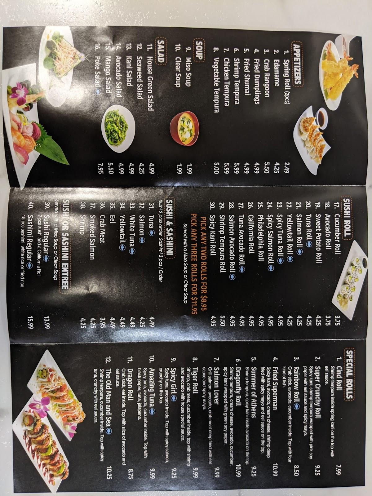Menu at Mr. Hibachi Japanese Grill and Sushi restaurant, Athens
