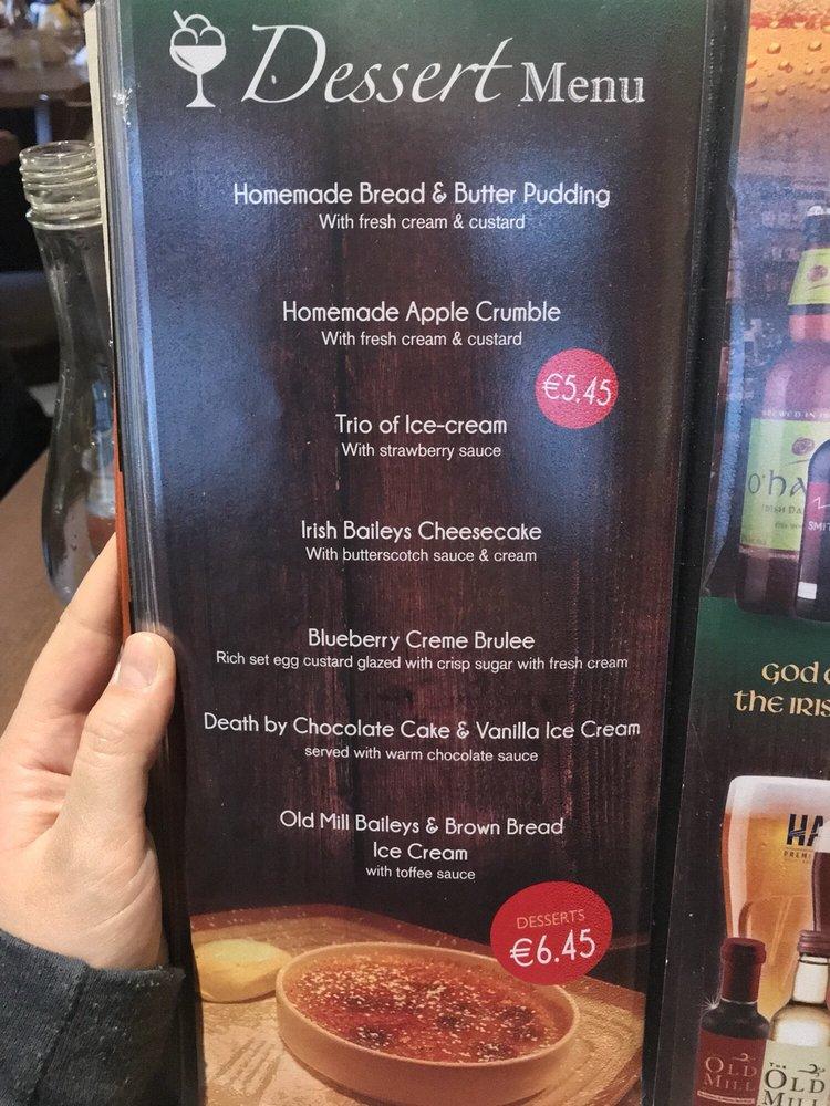 Menu at The Old Mill pub & bar, Dublin, 14 Temple Bar Square