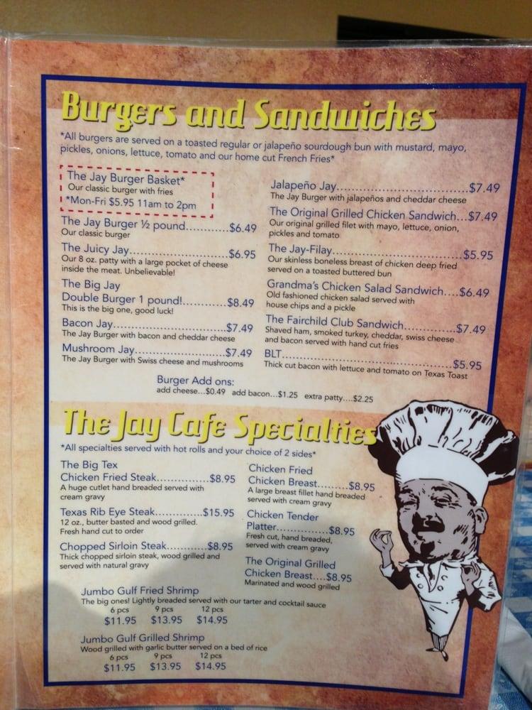 Menu at The Jay Cafe, Needville