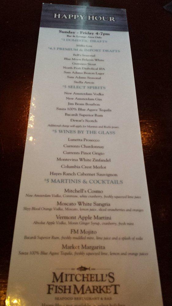Menu at Mitchell's Fish Market restaurant, Rochester Hills