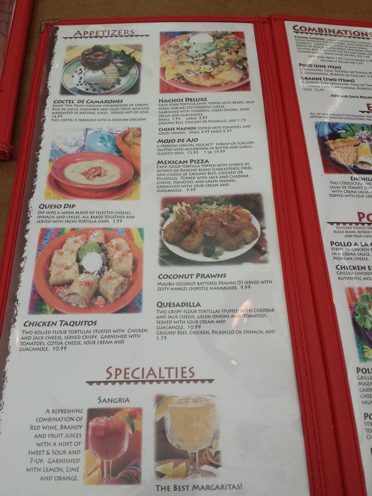 Carta del restaurante Patron Azteca, Hollywood