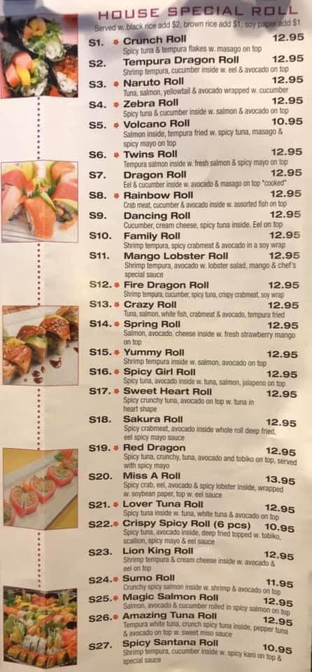 Menu at Sakura Sushi & Hibachi restaurant, Council Bluffs