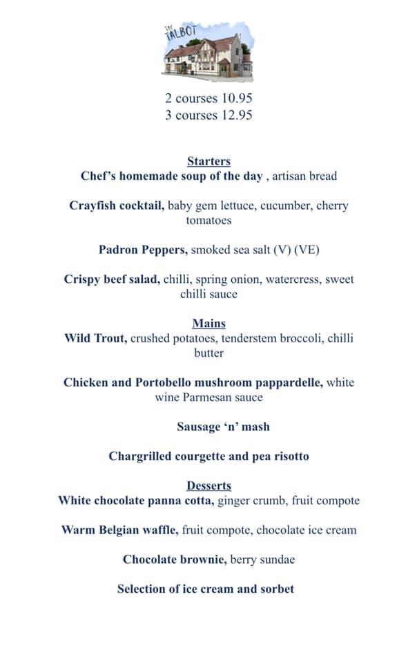 Menu at The Talbot at Belbroughton pub & bar, Stourbridge, Hartle Ln