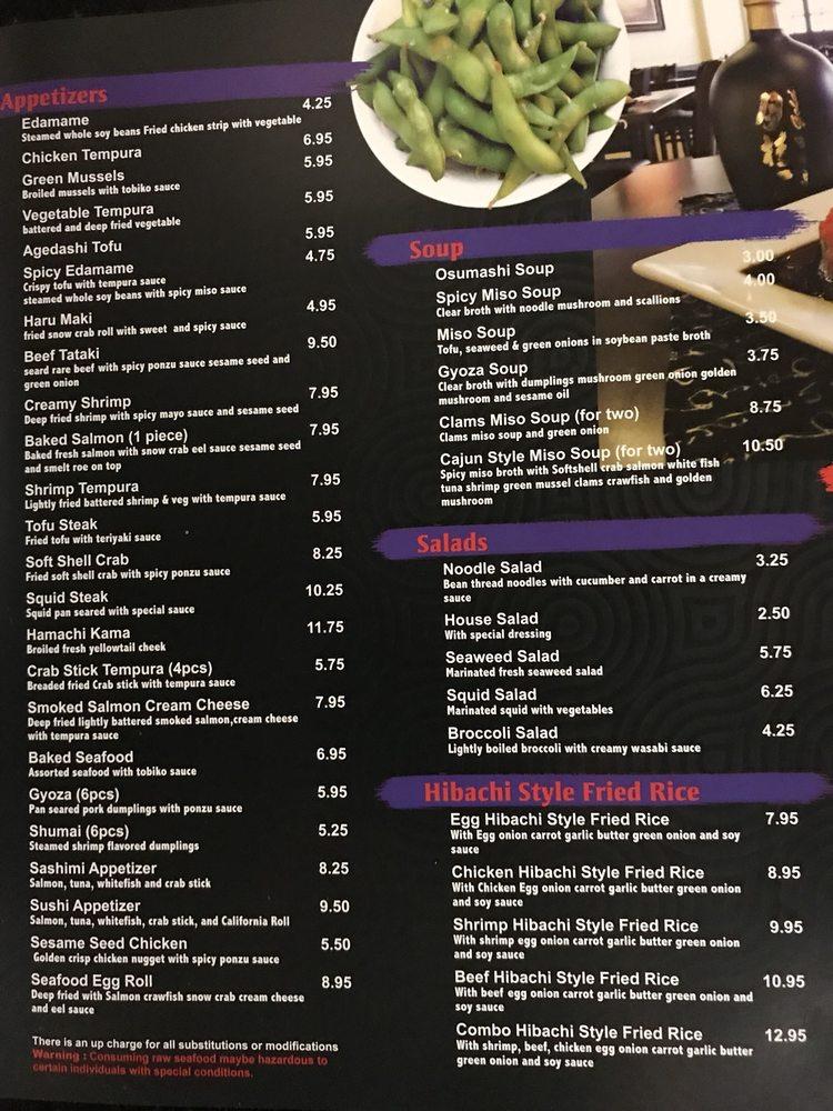 Menu at ASAHI Sushi Bar and Asaian Grill, Belle Chasse