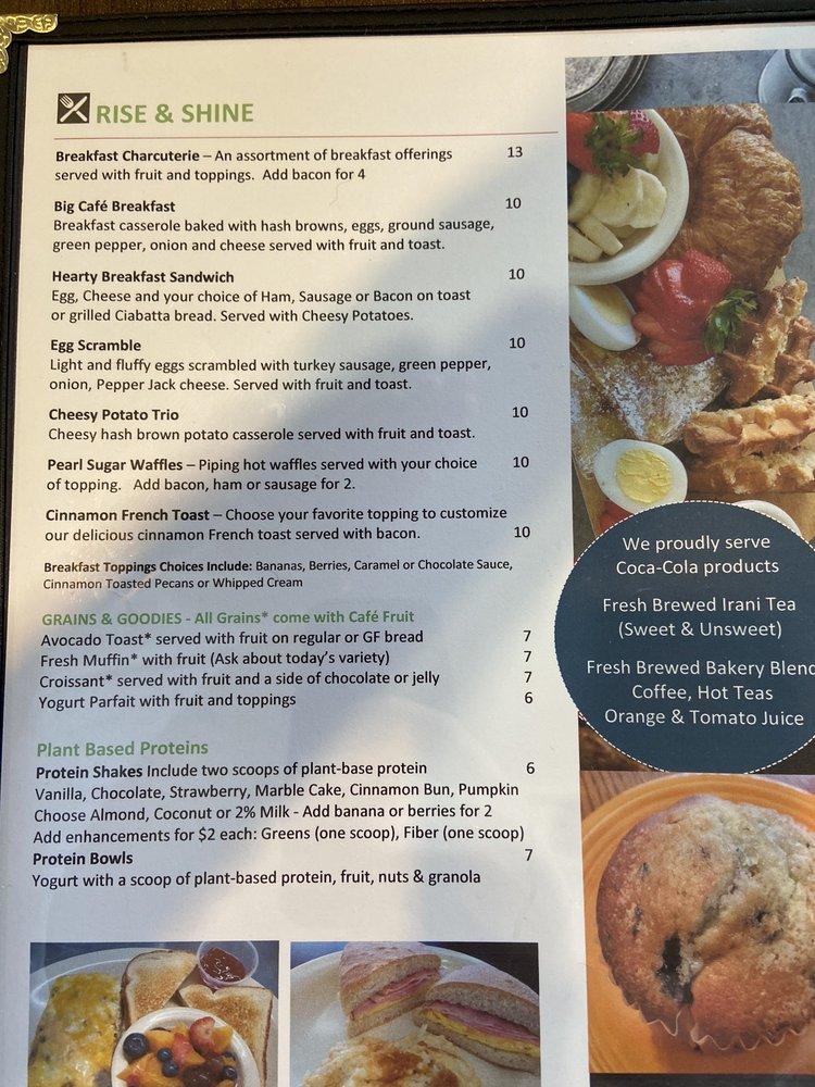Menu at Cafe at The Crossing, Muncie