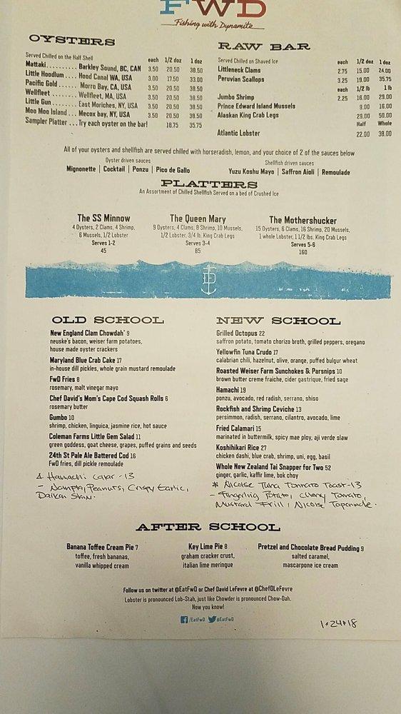 Menu at Fishing With Dynamite pub & bar, Manhattan Beach