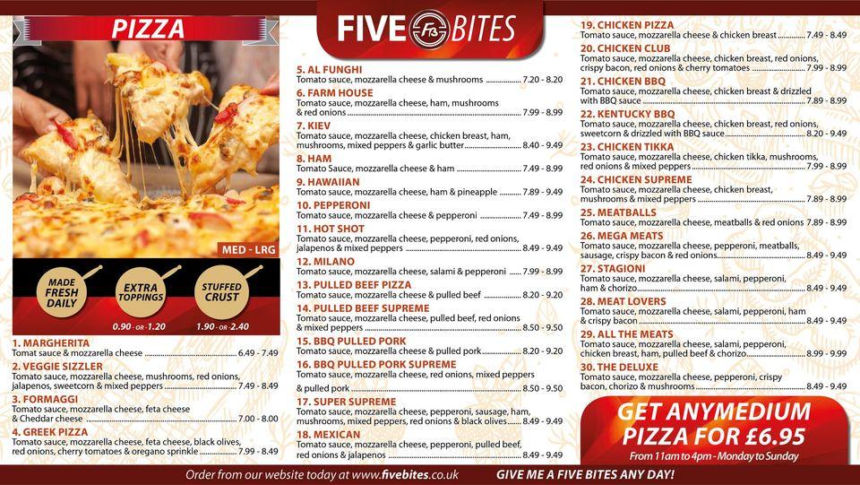 Menu at Five Bites Hornsea pizzeria, Hornsea