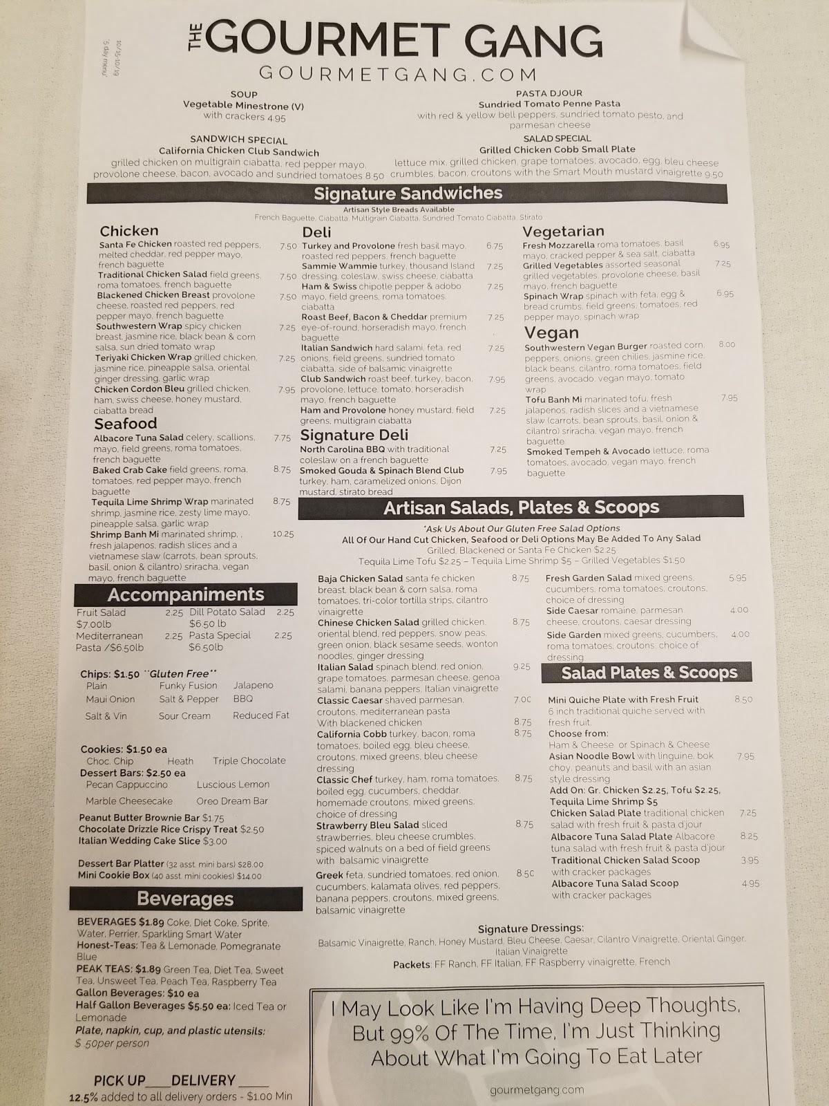 Menu at Gourmet Gang restaurant, Norfolk, 482 E Main St
