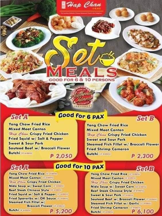 Menu at Hap Chan - San Jose City restaurant, San Jose City