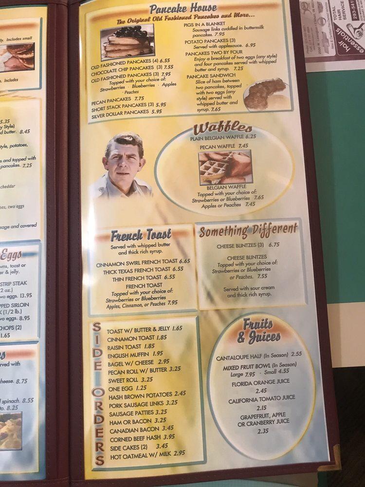 Menu at Mayberry Cafe, Elkhart