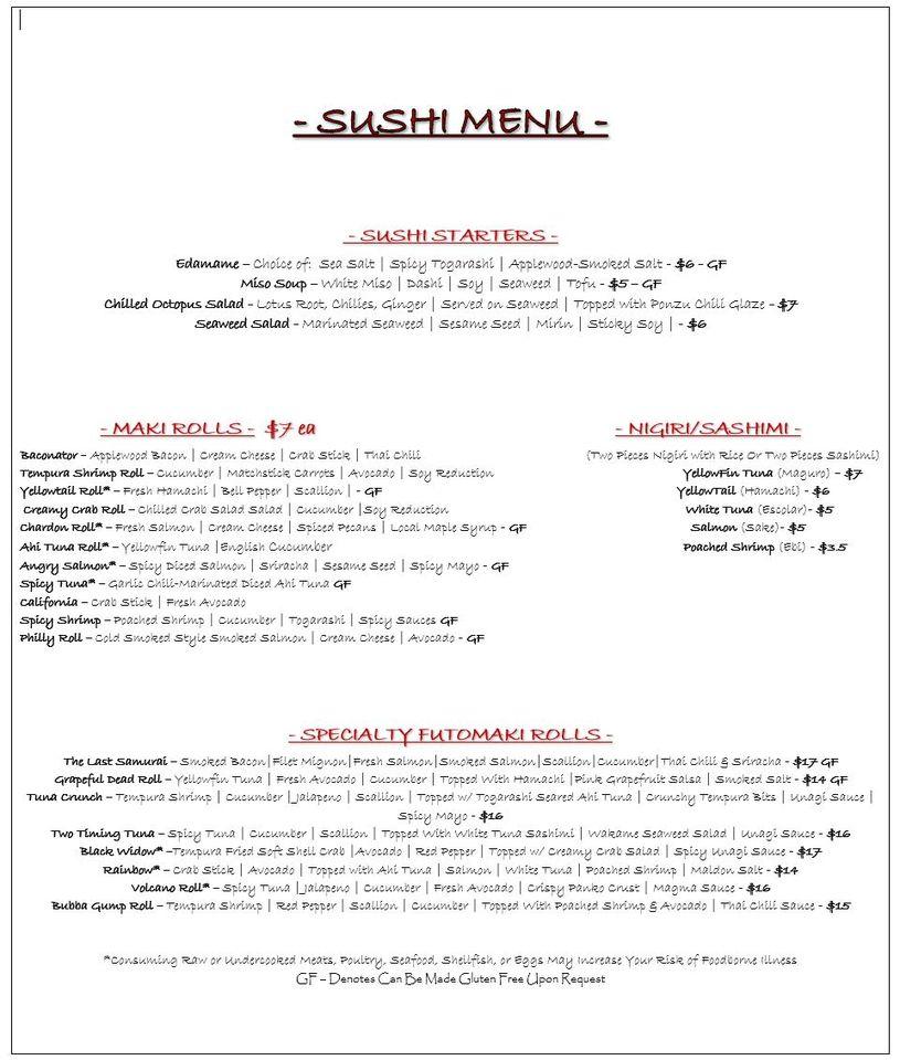 Menu at Square Bistro pub & bar, Chardon