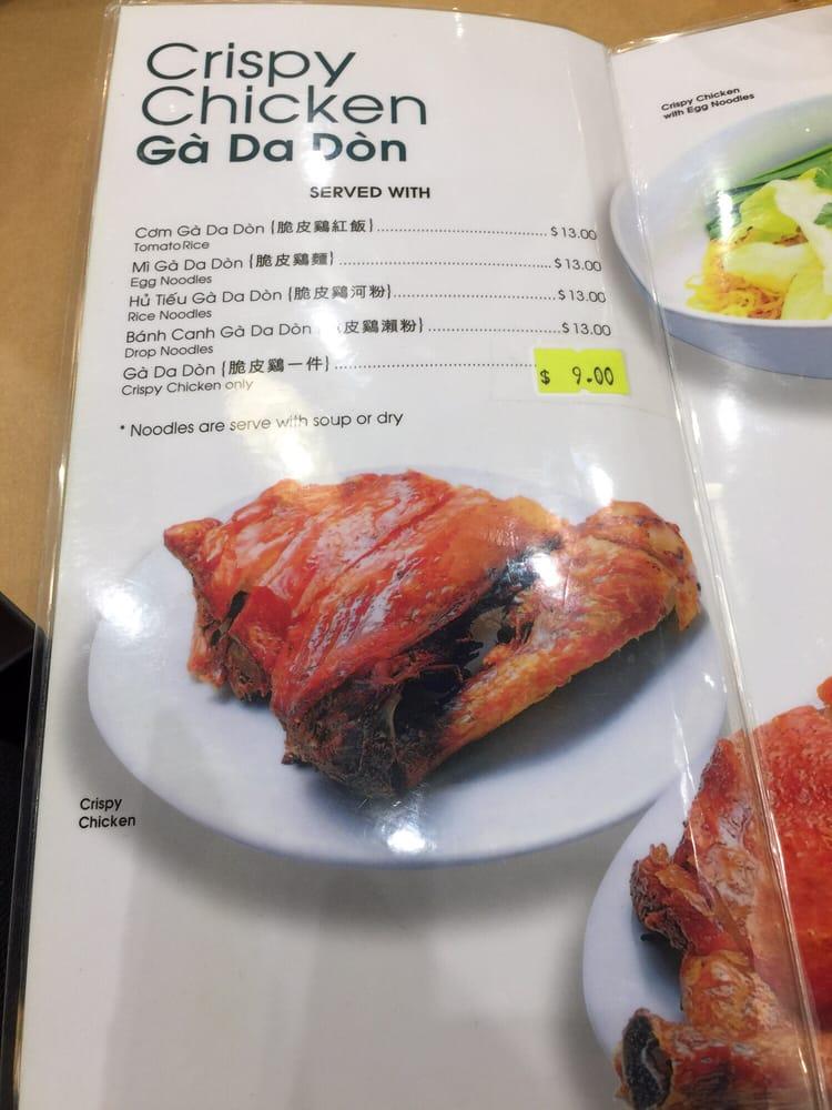 Menu at Tan Viet Noodle House restaurant, Cabramatta, 100 John St
