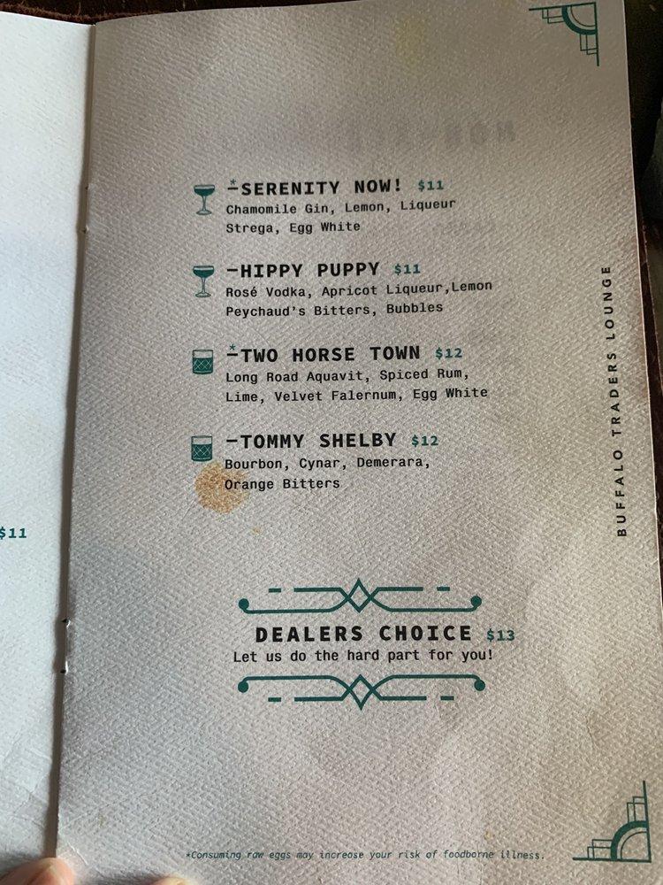 Menu at Buffalo Traders Lounge pub & bar, Grand Rapids