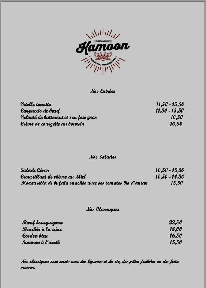 Menu at Kamoon by Risso pizzeria, Luxembourg City