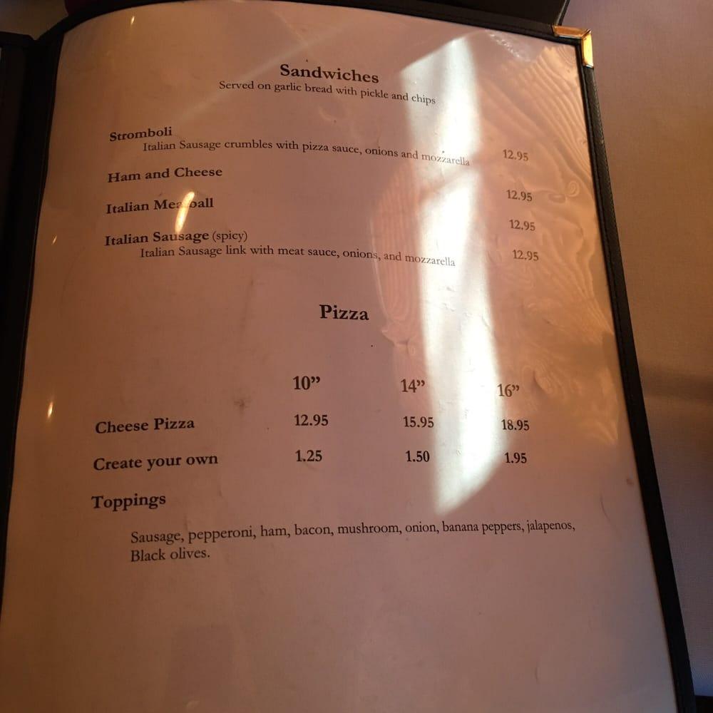 Menu at La Trattoria Italian Restaurant, Greenwood