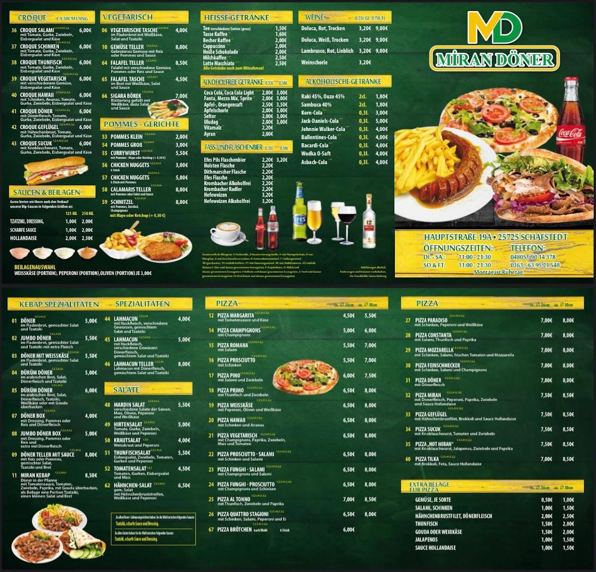 Menu au Miran Döner restaurant, Schafstedt