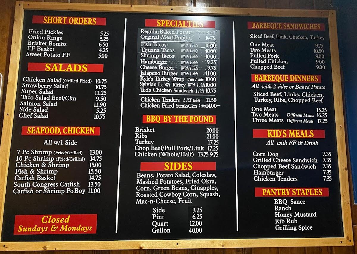 Menu at The Original Rib Tickler BBQ, Tomball