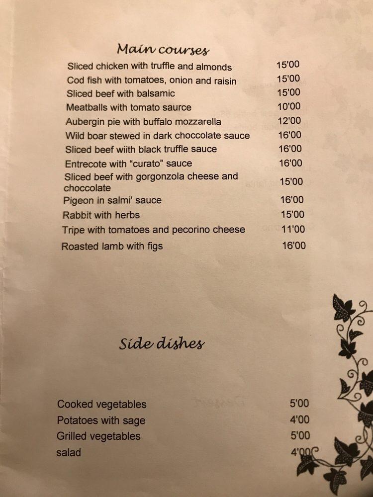 Menu da Trattoria del Moro Aronne ristorante, Orvieto