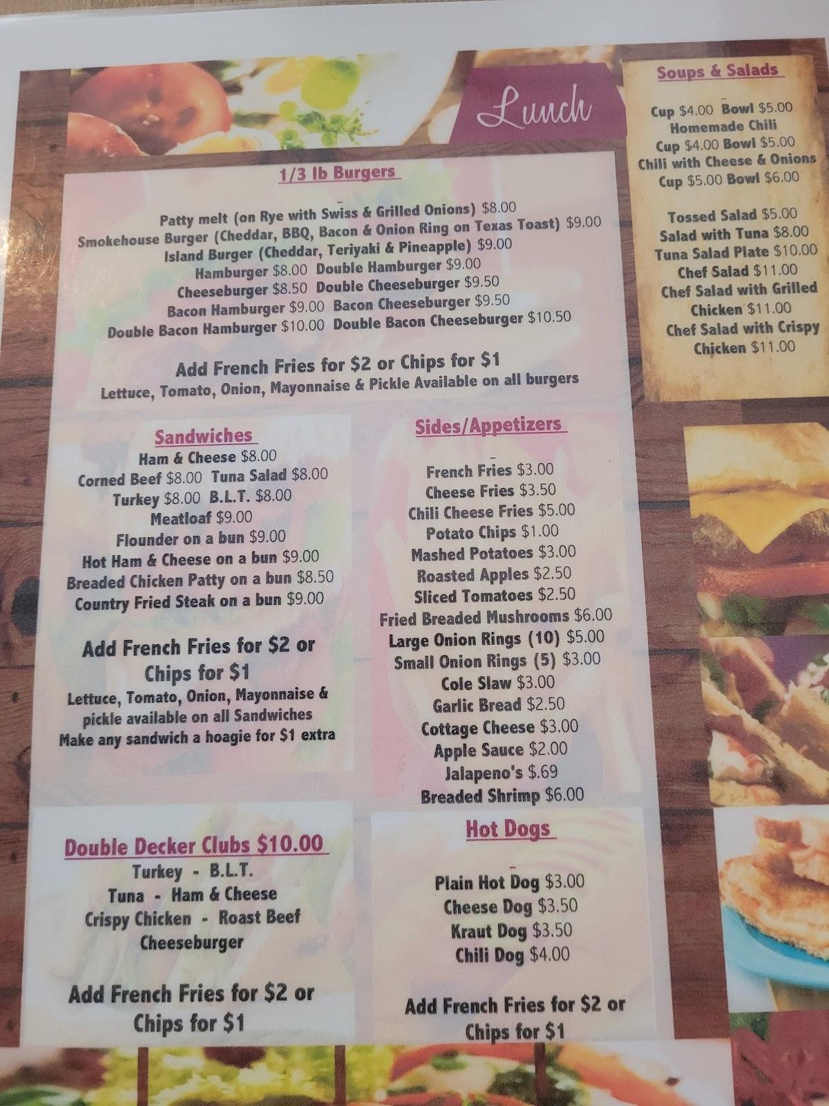 Menu at Covered Bridge restaurant, Dunedin