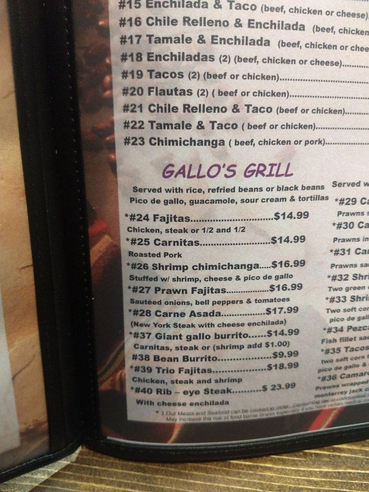 Menu at El Gallo Mexican Restaurant, Fair Oaks