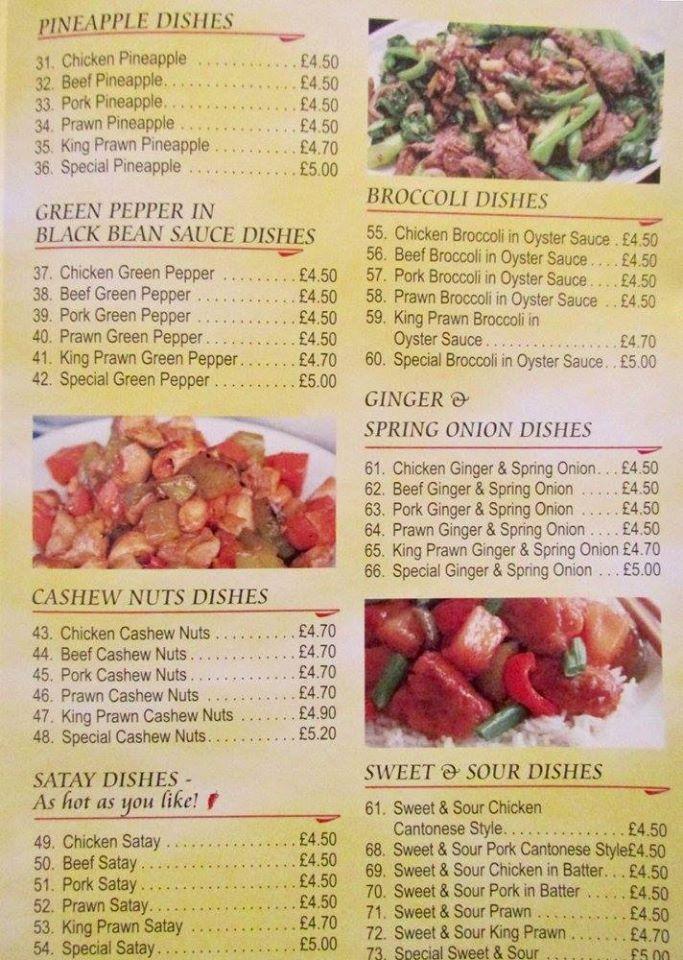 Menu at Golden Gate restaurant, Rochdale