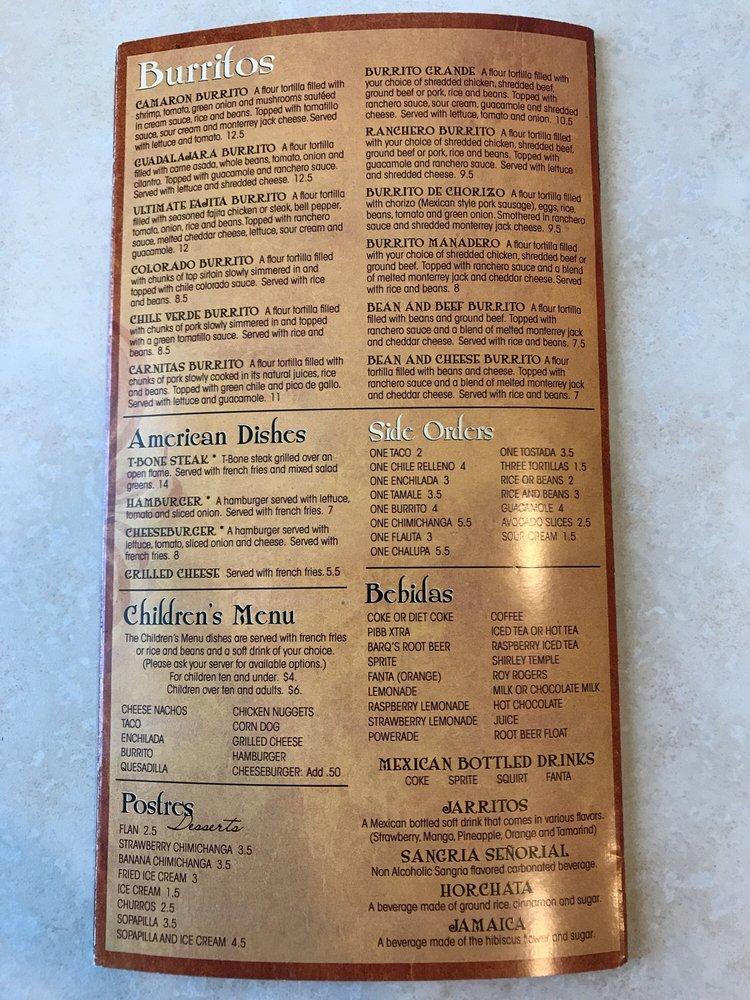 Menu at Hacienda Jalisco restaurant, Firestone, Firestone Blvd #101