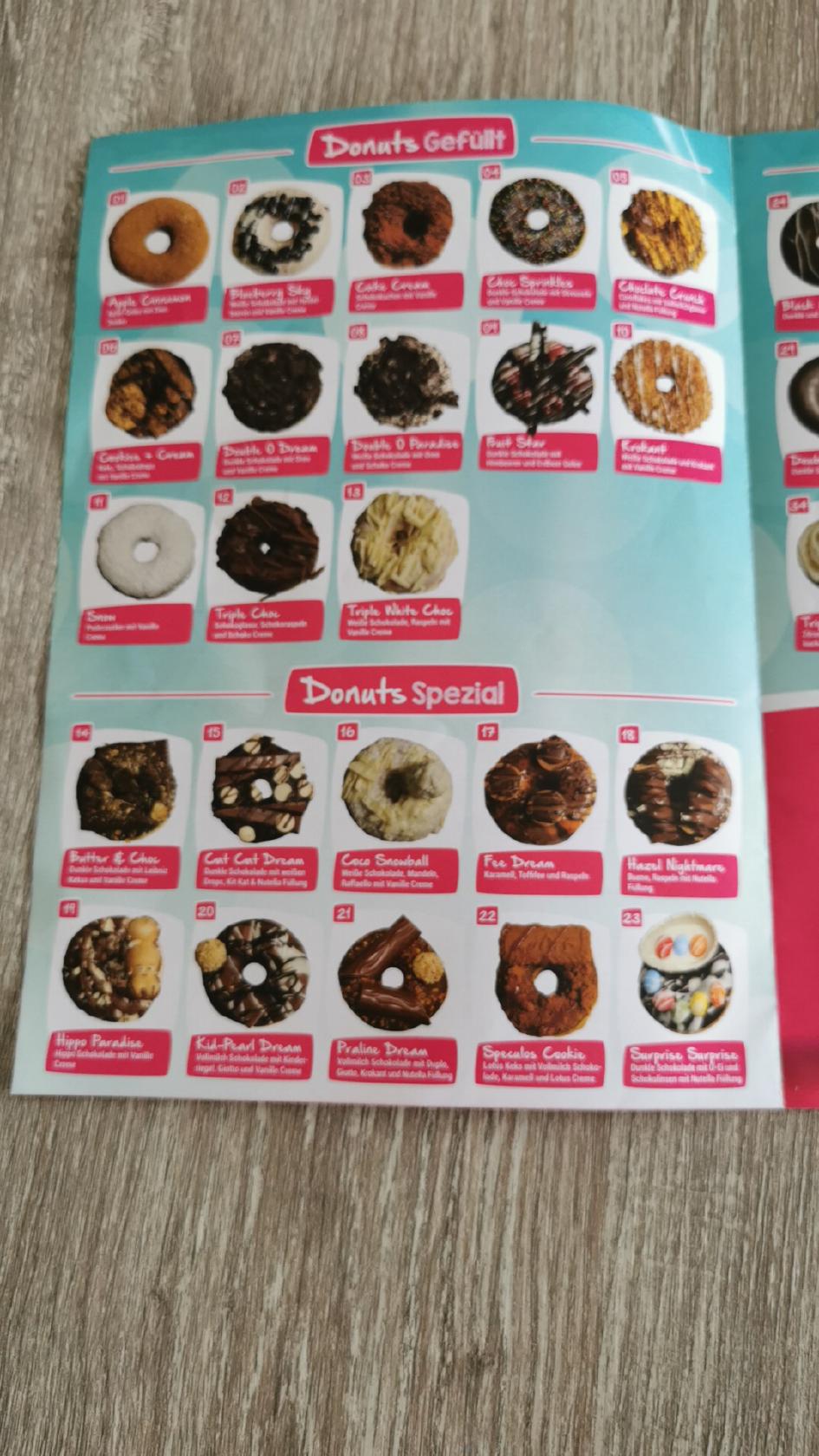 Speisekarte von Jelly Donuts, Jülich