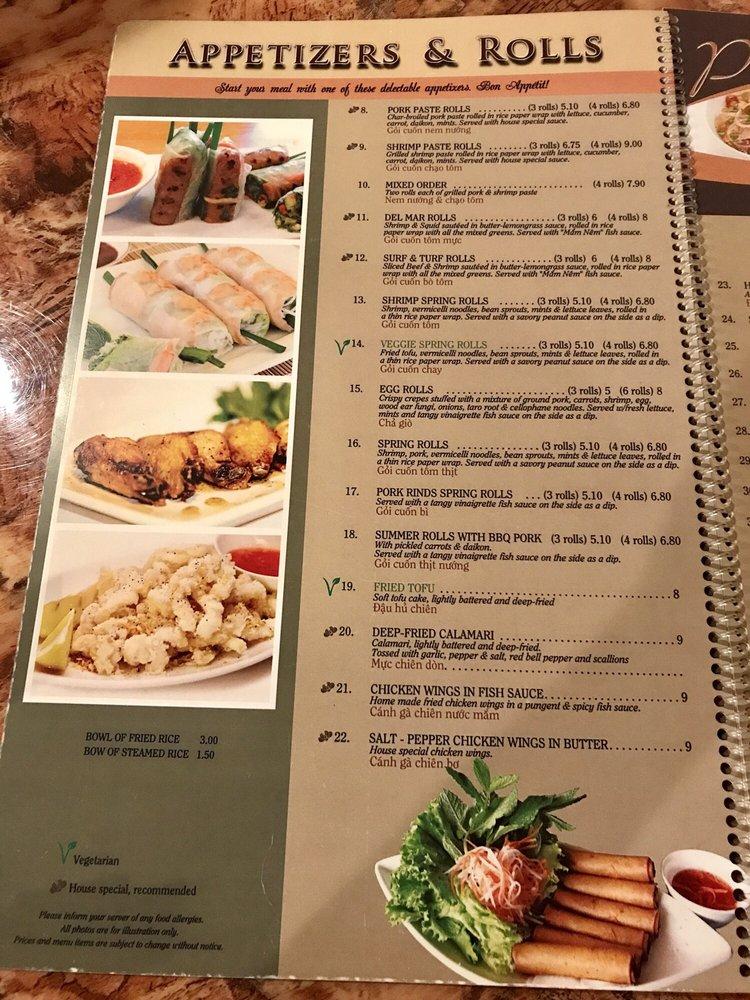 Menu at Phở Duyên Mai restaurant, San Diego, Kearny Villa Rd #111