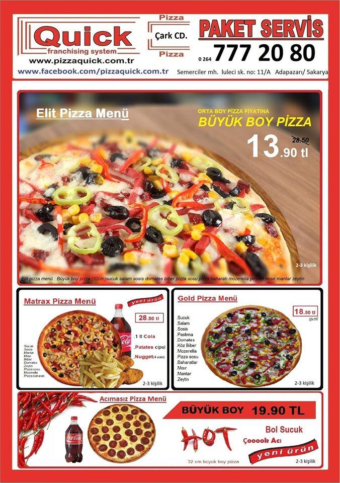 Menu at Quick Pizza, Sakarya
