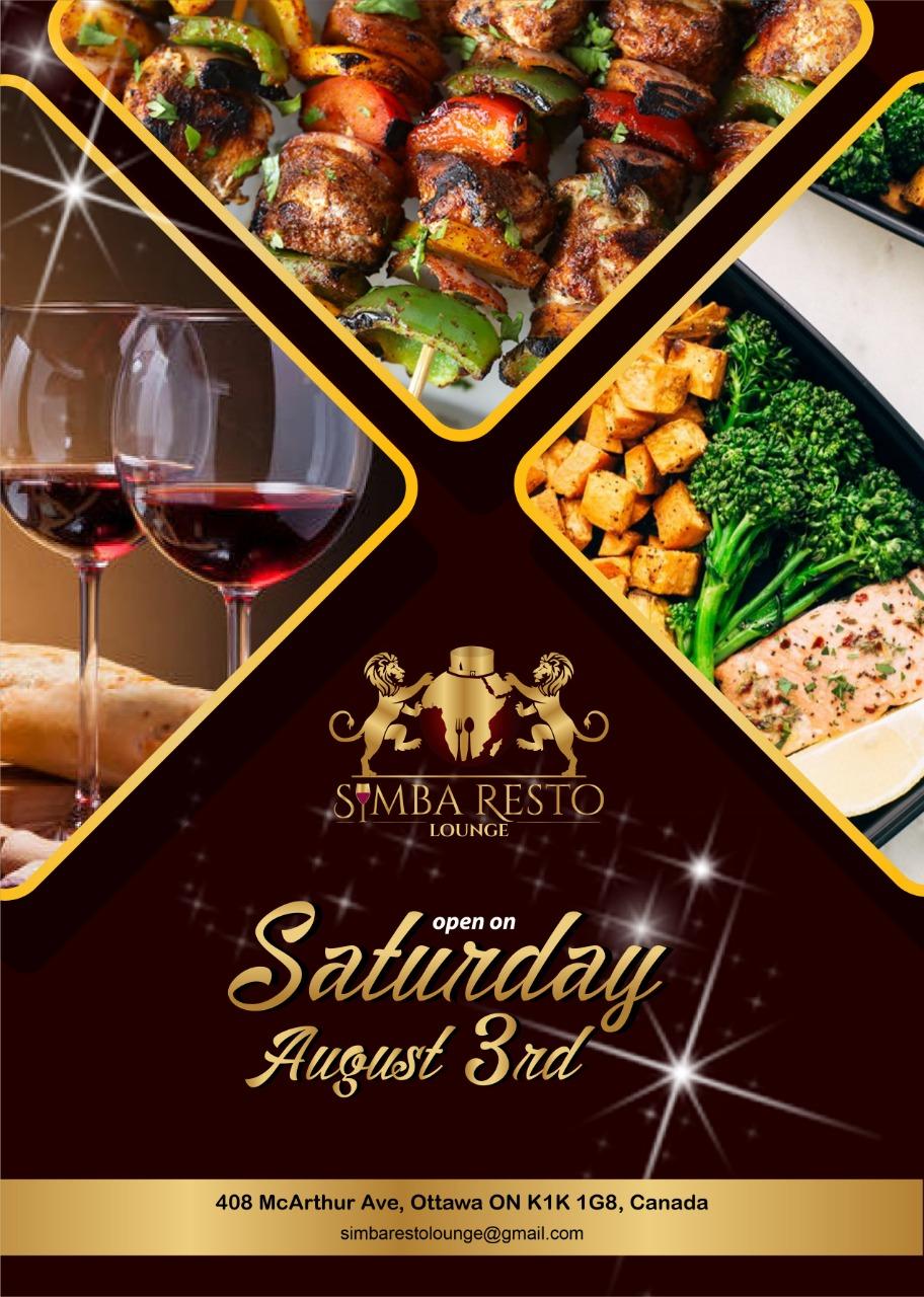Menu at Simba Resto Lounge restaurant, Ottawa